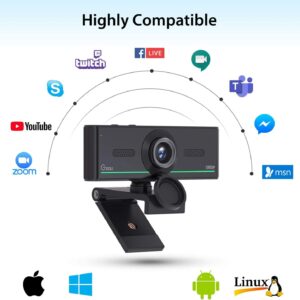 Audio Bluetooth Webcam with mic for desktop, Computer webcam Connect Bluetooth Headset/Earphone/Speaker, Streaming Webcam for Live Skype Teams,PC Webcam Camera for Streaming, Bluetooth only for audio