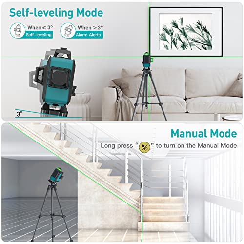 Laser Level 360 Self Leveling, Elikliv Bluetooth Lazer Level, 200Ft Outdoor Robust Indoors, 4D Green Cross Line Nivel Laser, 4x360 Self Leveling Laser Level for DIY or Professional Job Site