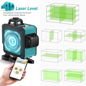 Laser Level 360 Self Leveling, Elikliv Bluetooth Lazer Level, 200Ft Outdoor Robust Indoors, 4D Green Cross Line Nivel Laser, 4x360 Self Leveling Laser Level for DIY or Professional Job Site