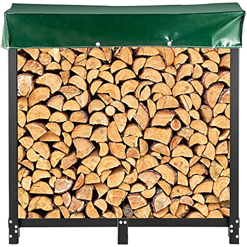 VEVOR Firewood Log Rack, 6ft Black Steel Outdoor Wood Rack with 1300 lbs Load Capacity