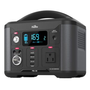 fiodio portable power station 300wh, solar generator with ac110v 300w ac outlet, pd 60w quick charge, charge up to 8 devices, backup battery for home camping emergency use