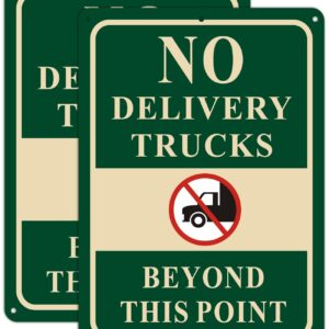 2 Pack No Delivery Trucks Beyond This Point Signs 10" x 14" No Trucks Warning Road Signs Metal Reflective Rust Free Aluminum UV Protected Waterproof Easy Mounting Outdoor Use