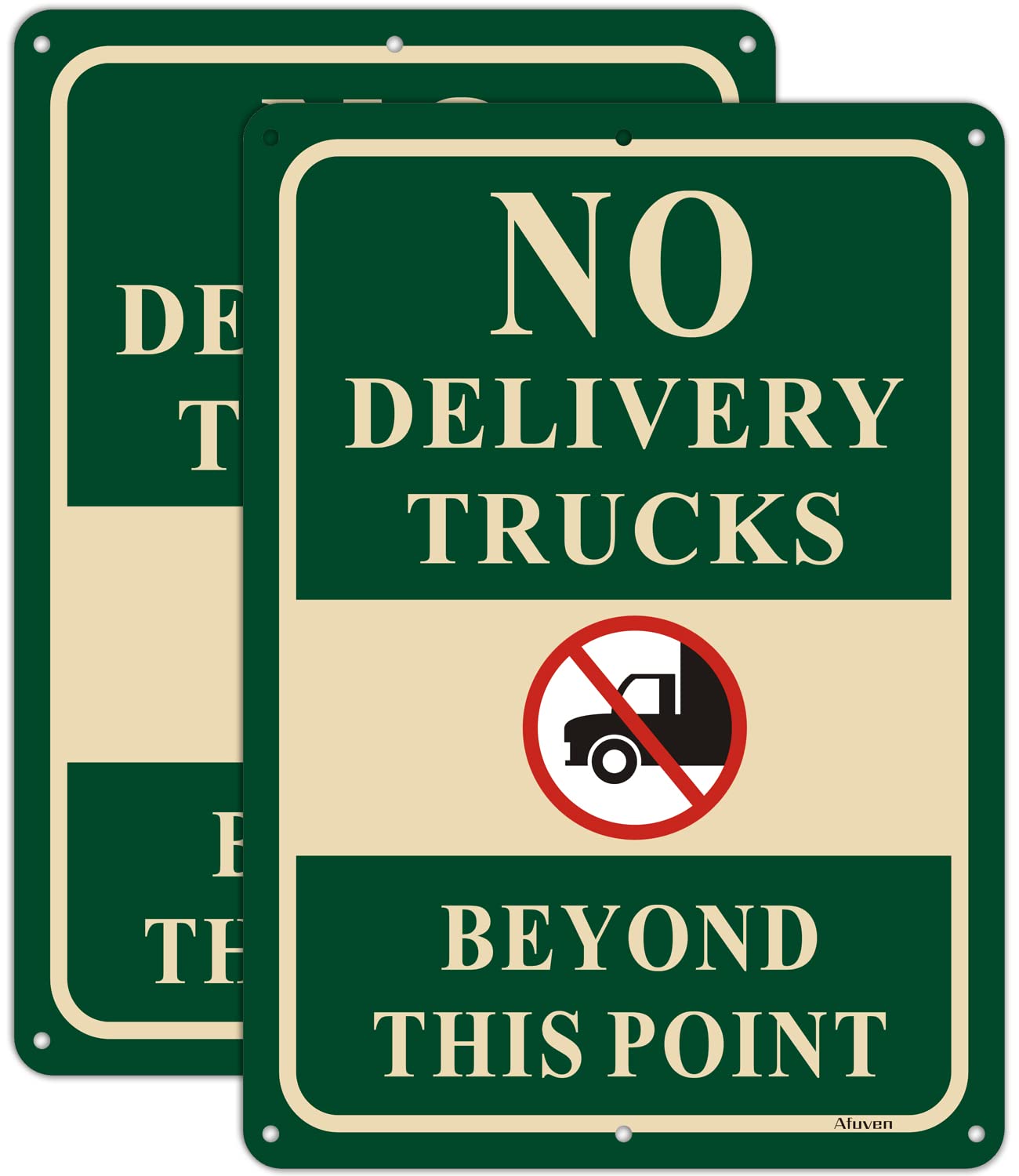 2 Pack No Delivery Trucks Beyond This Point Signs 10" x 14" No Trucks Warning Road Signs Metal Reflective Rust Free Aluminum UV Protected Waterproof Easy Mounting Outdoor Use