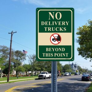 2 Pack No Delivery Trucks Beyond This Point Signs 10" x 14" No Trucks Warning Road Signs Metal Reflective Rust Free Aluminum UV Protected Waterproof Easy Mounting Outdoor Use