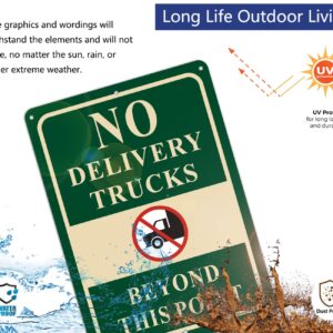 2 Pack No Delivery Trucks Beyond This Point Signs 10" x 14" No Trucks Warning Road Signs Metal Reflective Rust Free Aluminum UV Protected Waterproof Easy Mounting Outdoor Use