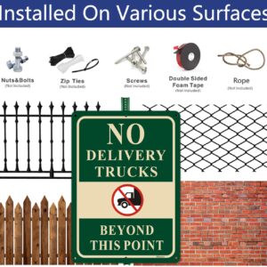 2 Pack No Delivery Trucks Beyond This Point Signs 10" x 14" No Trucks Warning Road Signs Metal Reflective Rust Free Aluminum UV Protected Waterproof Easy Mounting Outdoor Use