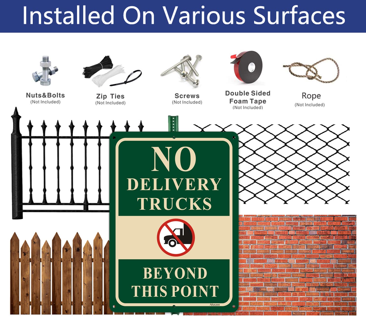 2 Pack No Delivery Trucks Beyond This Point Signs 10" x 14" No Trucks Warning Road Signs Metal Reflective Rust Free Aluminum UV Protected Waterproof Easy Mounting Outdoor Use