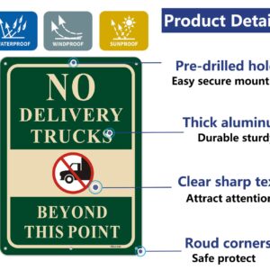 2 Pack No Delivery Trucks Beyond This Point Signs 10" x 14" No Trucks Warning Road Signs Metal Reflective Rust Free Aluminum UV Protected Waterproof Easy Mounting Outdoor Use