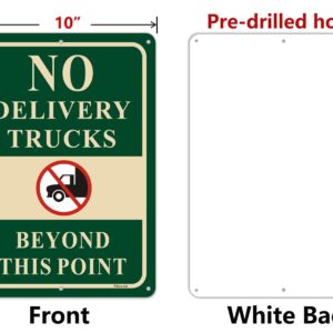 2 Pack No Delivery Trucks Beyond This Point Signs 10" x 14" No Trucks Warning Road Signs Metal Reflective Rust Free Aluminum UV Protected Waterproof Easy Mounting Outdoor Use