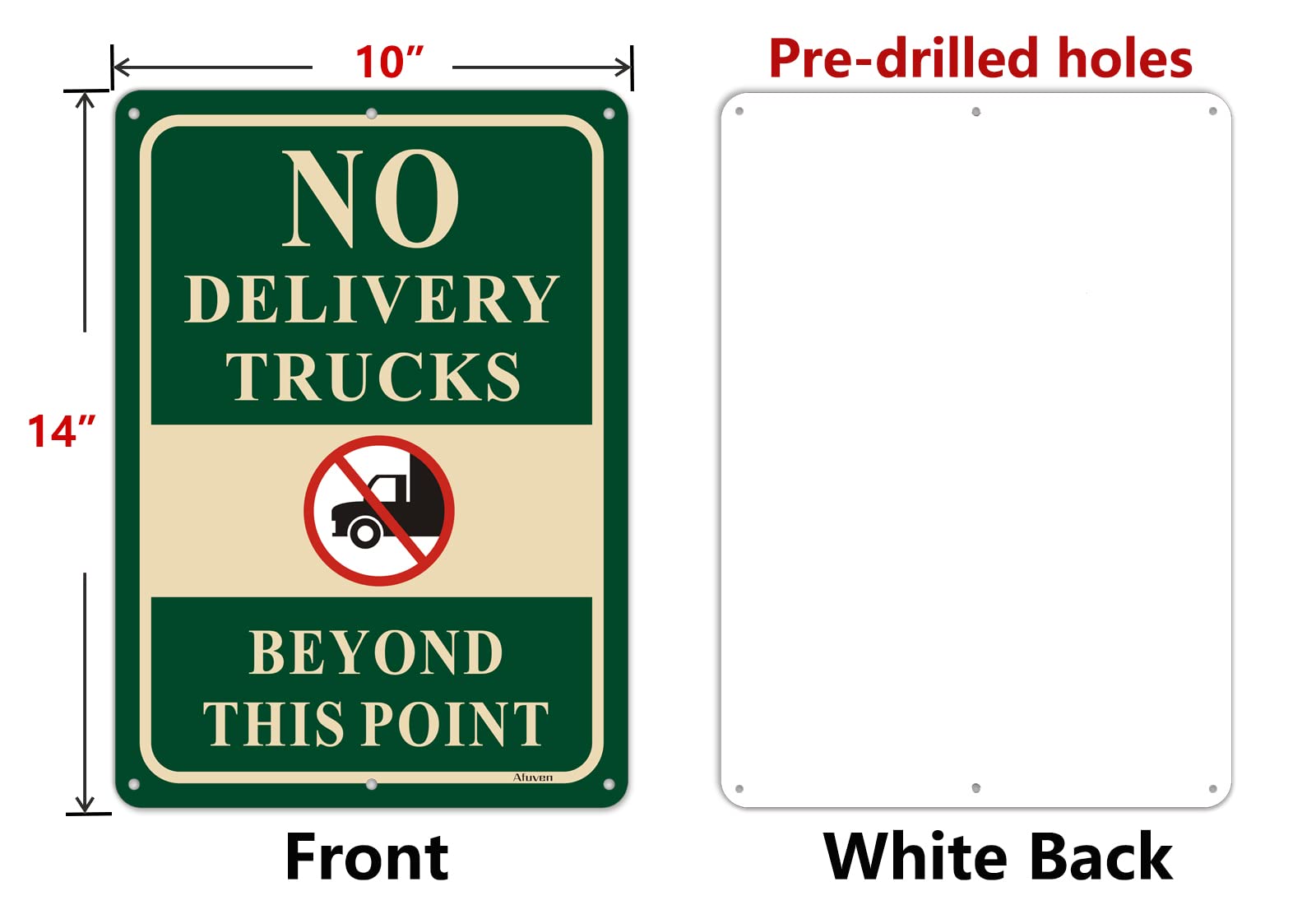 2 Pack No Delivery Trucks Beyond This Point Signs 10" x 14" No Trucks Warning Road Signs Metal Reflective Rust Free Aluminum UV Protected Waterproof Easy Mounting Outdoor Use