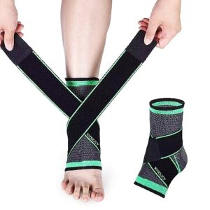 ankle support brace, adjustable compression ankle support, for men women achilles tendon support and plantar fasciitis, stabilize ligaments, eases pain swelling and sprained ankle pain (medium)