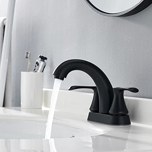 Lexdale Bathroom Sink Faucet Vanity Faucet Centerset 2 Handles Black Brass Bathroom Lavatory Faucet with Pop up Drain and Supply Lines