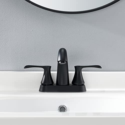 Lexdale Bathroom Sink Faucet Vanity Faucet Centerset 2 Handles Black Brass Bathroom Lavatory Faucet with Pop up Drain and Supply Lines