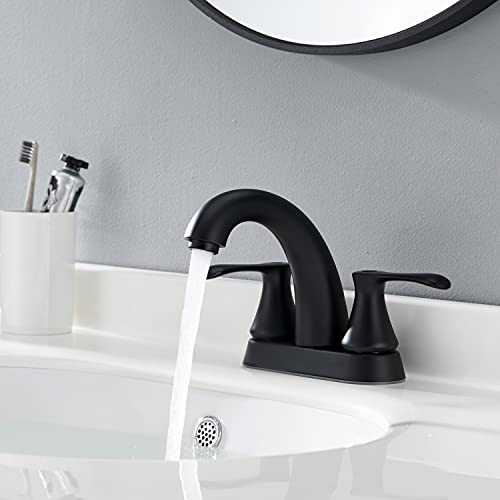 Lexdale Bathroom Sink Faucet Vanity Faucet Centerset 2 Handles Black Brass Bathroom Lavatory Faucet with Pop up Drain and Supply Lines