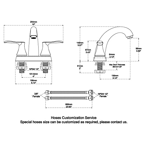 Lexdale Bathroom Sink Faucet Vanity Faucet Centerset 2 Handles Black Brass Bathroom Lavatory Faucet with Pop up Drain and Supply Lines