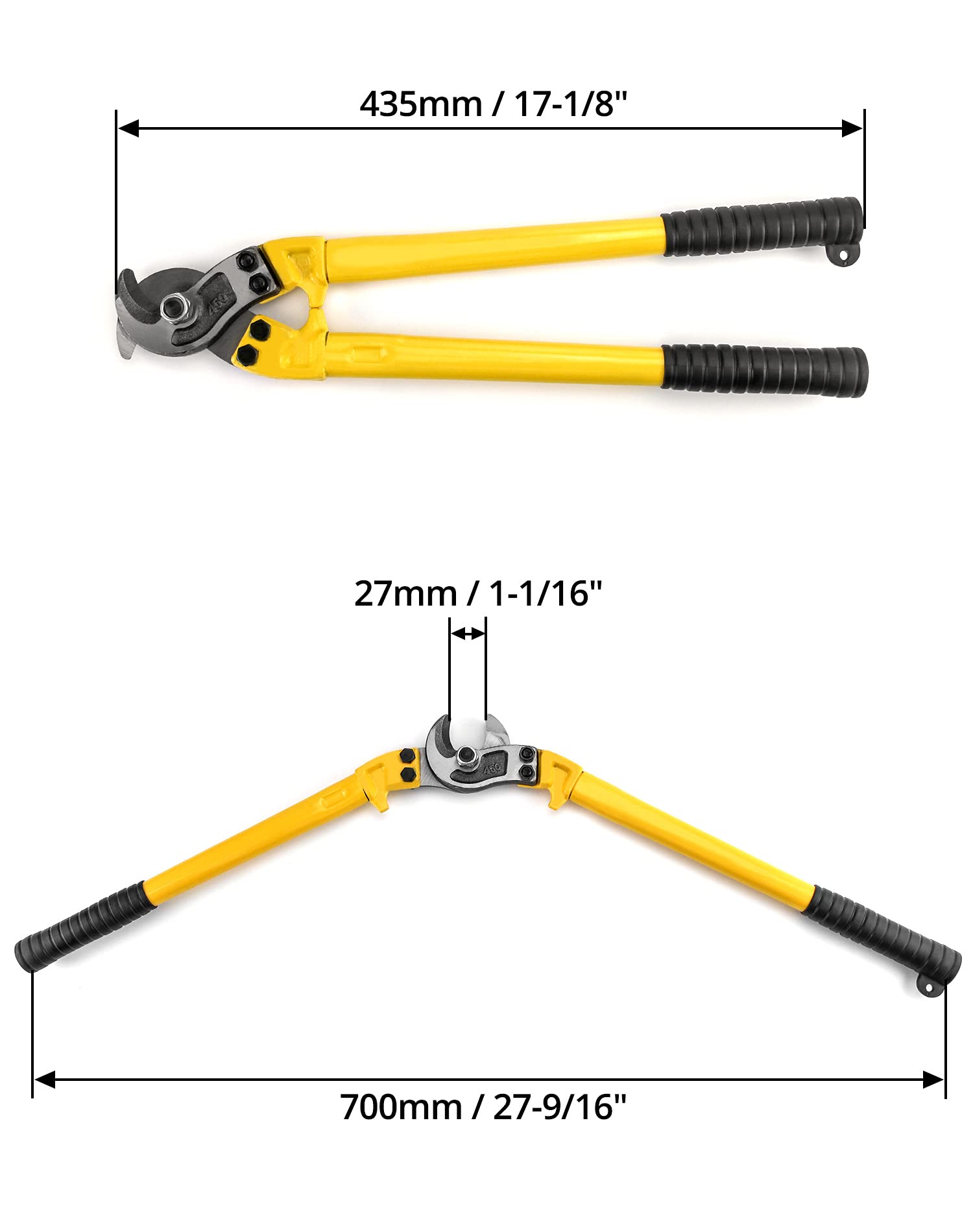 QWORK Hardened Cable Cutter, 18" Heavy Duty Stainless Steel Wire Rope Cutter for Cutting Steel Wire