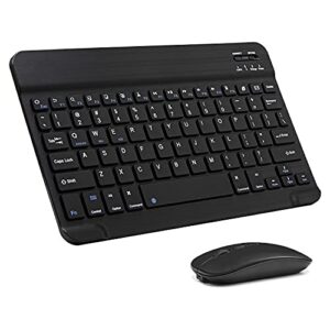 ultra-slim bluetooth keyboard and mouse combo rechargeable portable wireless keyboard mouse set for apple ipad iphone ios 13 and above samsung tablet phone smartphone android windows (black)