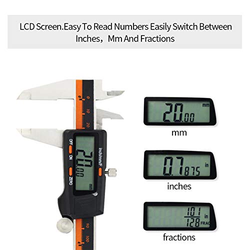 TYTURE Digital Calipers 6 inch Caliper Measuring Tool with Stainless Steel Body Auto Off Featured Vernier Caliper