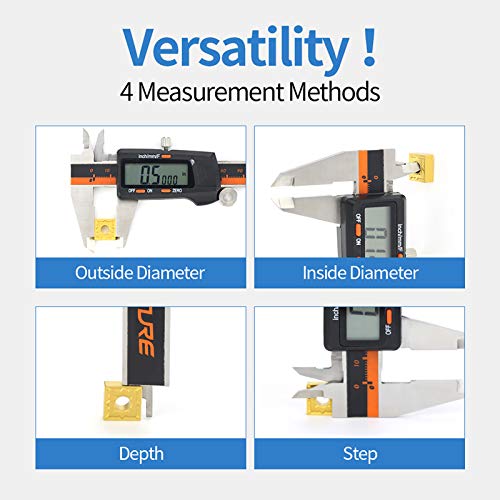 TYTURE Digital Calipers 6 inch Caliper Measuring Tool with Stainless Steel Body Auto Off Featured Vernier Caliper