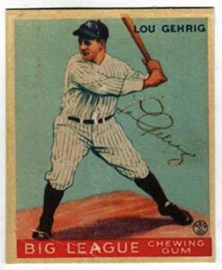 lou gehrig hof 1933 goudey #160 facsimile autograph new york yankees reprint - baseball card