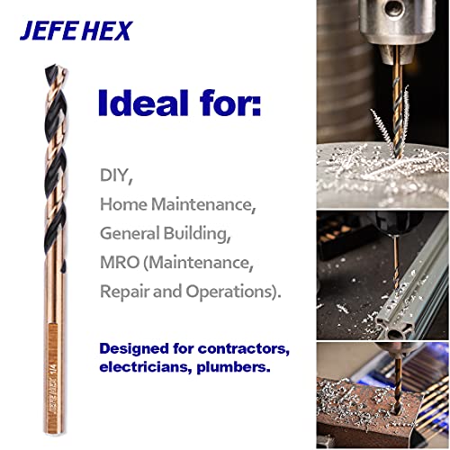 JEFE HEX 5/32" HSS Drill Bits, General Purpose Jobber Length Twist Drill Bit, 135 Degree Split Point, Ideal for Drilling in Steel, Wood, Copper, Aluminum, Zinc Alloy, Plastics. (3-Piece)