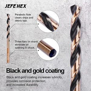 JEFE HEX 5/32" HSS Drill Bits, General Purpose Jobber Length Twist Drill Bit, 135 Degree Split Point, Ideal for Drilling in Steel, Wood, Copper, Aluminum, Zinc Alloy, Plastics. (3-Piece)