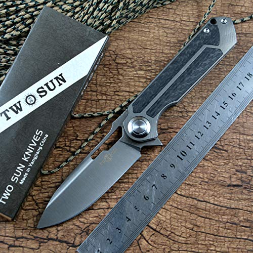 TWOSUN D2 Steel Folding Pocket Knife Flipper Tactical Hunting Outdoor TS226