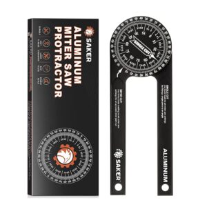 saker miter saw protractor|7-inch aluminum protractor angle finder featuring precision laser-inside & outside miter angle finder for carpenters, plumbers and all building trades (black)