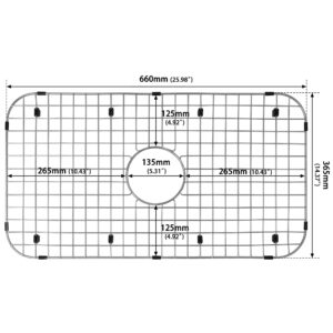 Zeesink Kitchen Sink Grid,Sink Grid andSink Protectors for Kitchen Sink,Size 26" X 14 3/8" Sink Bottom Grid,Sink Grate Center Drain