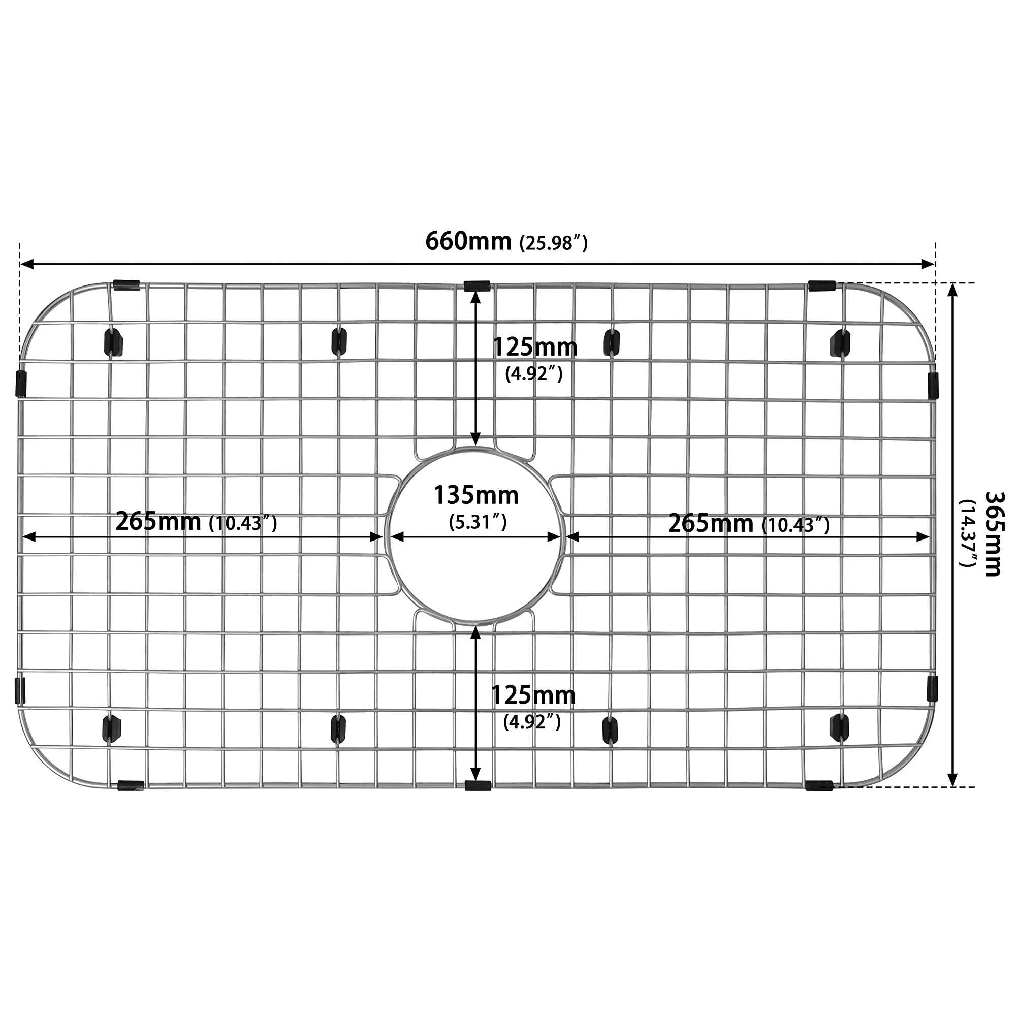 Zeesink Kitchen Sink Grid,Sink Grid andSink Protectors for Kitchen Sink,Size 26" X 14 3/8" Sink Bottom Grid,Sink Grate Center Drain