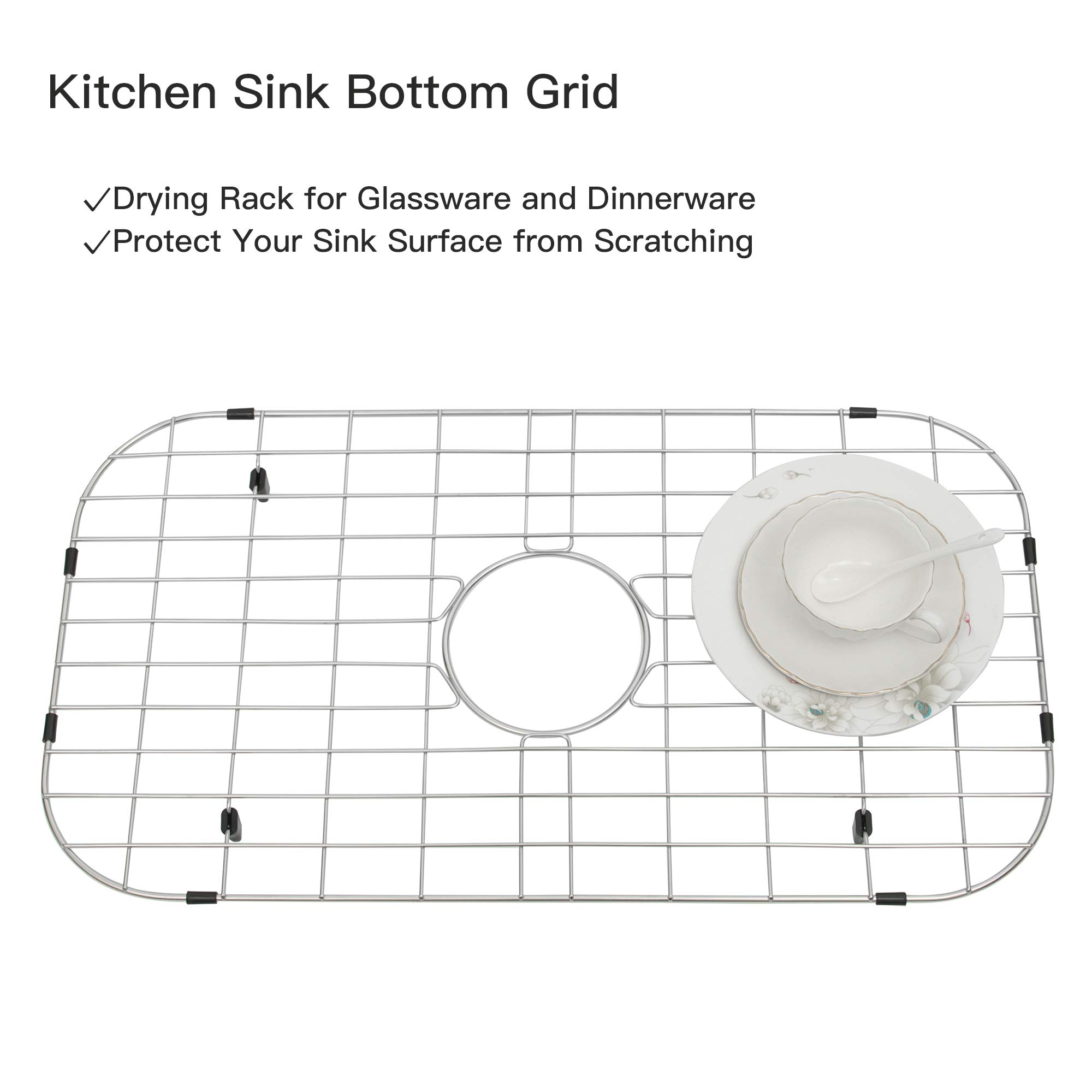 Zeesink Kitchen Sink Grid,Sink Grid andSink Protectors for Kitchen Sink,Size 26" X 14 3/8" Sink Bottom Grid,Sink Grate Center Drain