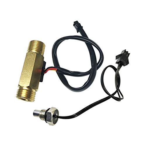 Taidacent YF-B7 High Precision Water Flow Sensor H1/2 Hall Effect Water Flow Meter with Temperature Sensor Impeller Flowmeter Flow Water Heater Sensor