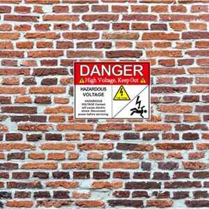 Hazardous Voltage Safety Warning Sticker 3" X 4" Danger Voltage Warning Keep Out Label Decal Vinyl Adhesive High Voltage Electrical Safety Warning Sign Sticker for Battery Bank, in-Wall Safe 8 Pack