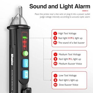 2 PCS AC Non-Contact Voltage Tester Pen, Christmas Light Bulb Tester Tool with Sound & Light Alarm, Electric Tester Pen with Flashligh, Live Wire Detector 12/48V~1000V, Urwise VD11-Upgrade