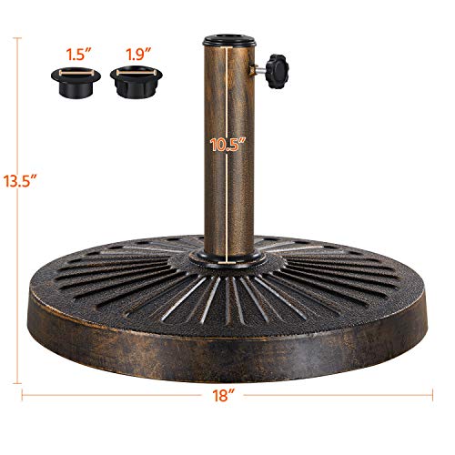 Yaheetech 9FT Garden Table Umbrella with 30lb Base, Patio Market Umbrella with Push Button Tilt, Crank and 8 Sturdy Ribs, Outdoor Umbrella w/Base Included Heavy Duty - Tan