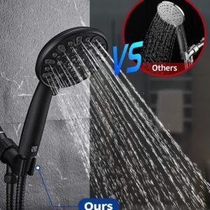 High Pressure Handheld Shower Head VMASSTONE 7-Spray Setting Showerhead Kit with 59" Stainless Steel Hose and Adjustable Mount for Showering Enjoyment Even at Low Water Flow (HM-002 Matte Black)