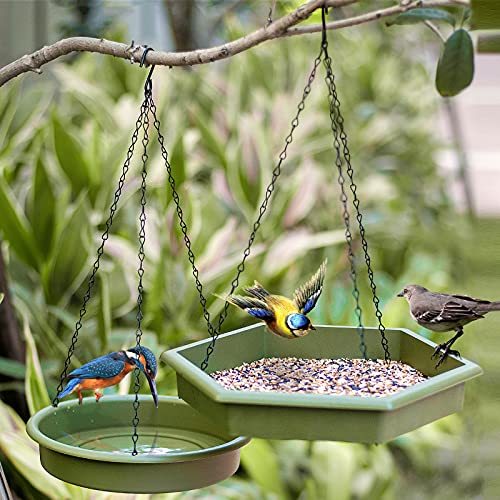 Hanging Bird Bath, Bird Bath, Hanging Bird Feeder, Bird Feeder, 2 in 1 XL Hanging Bird Feeders & Bird Baths for Outdoors,Bird Feeder Hanging Bird Feeder Tray (Green)