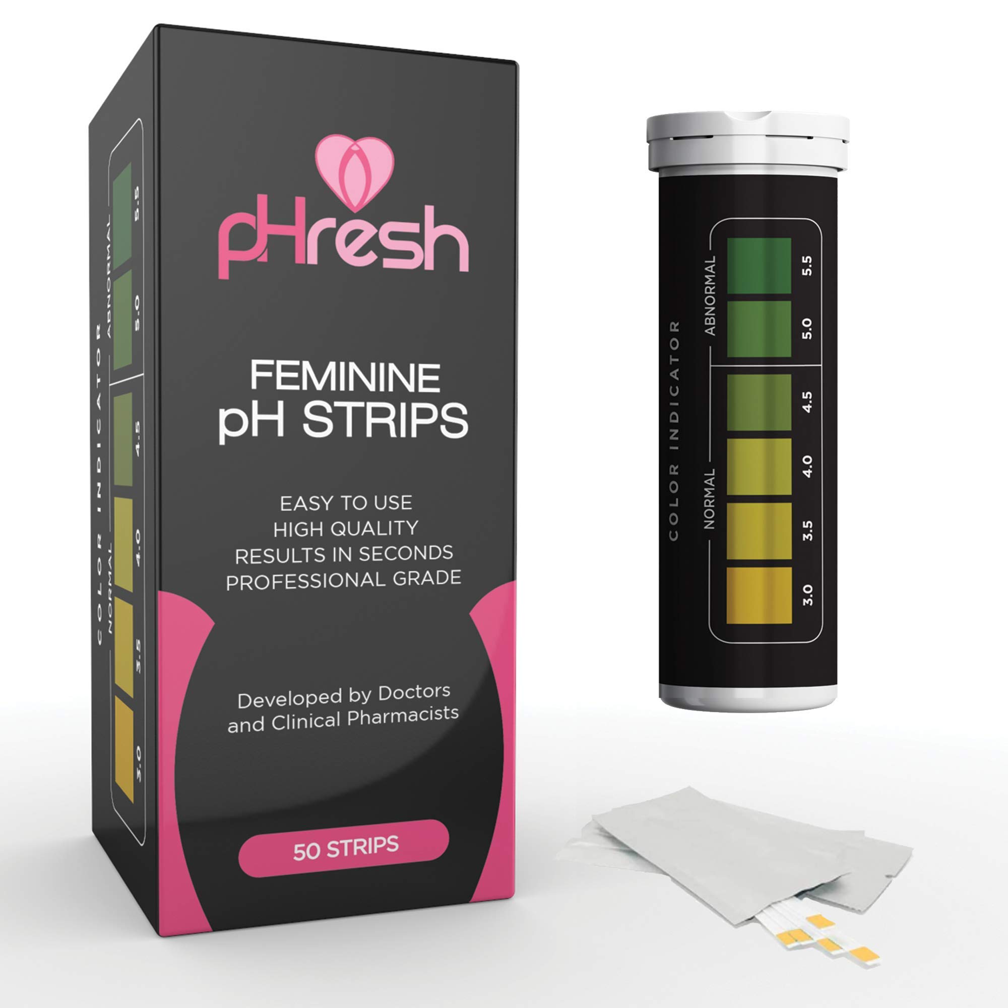 pHresh Vaginal pH Test Strips for Women - Measures Acidity, Alkalinity and pH Balance for Women - pH Strips for Bacterial Vaginosis Treatment & Vaginal Health Monitoring - Quick & Accurate Results