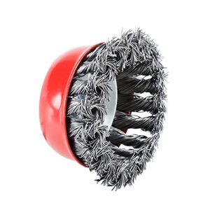 Patioer 10 Pack Knotted Wire Cup Brush with 5/8 Inch-11 Threaded Arbor 3 Inch Wire Wheels Brush, 0.020" Carbon Steel for Grinders