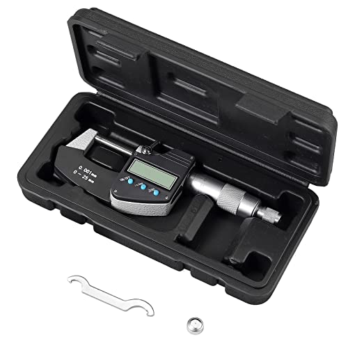 AUTOUTLET 0-25mm Precision Digital Micrometer Electronic Micrometer Caliper with 0.001mm Resolution and LCD Display for Accurate Measurements