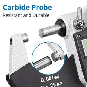 AUTOUTLET 0-25mm Precision Digital Micrometer Electronic Micrometer Caliper with 0.001mm Resolution and LCD Display for Accurate Measurements