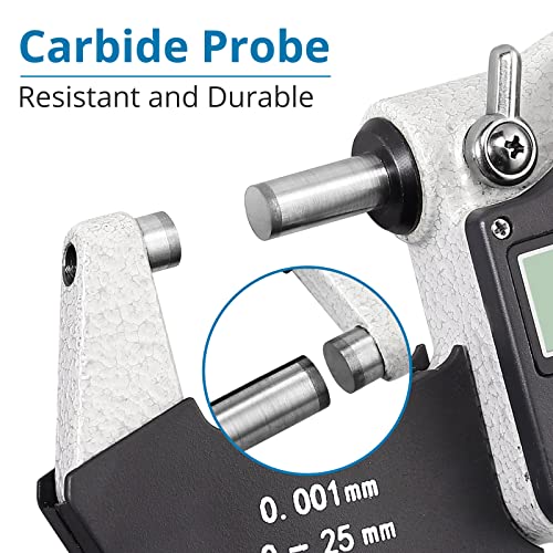 AUTOUTLET 0-25mm Precision Digital Micrometer Electronic Micrometer Caliper with 0.001mm Resolution and LCD Display for Accurate Measurements