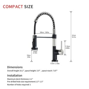 GIMILI Spring Kitchen Sink Faucet with Soap Dispenser Matte Black&Brushed Nickel