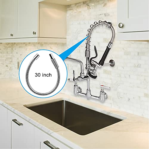 Pre Rinse Faucet Hose 30 Inch Length Stainless Commercial Pre Rinse Sprayer Hose for Commercial Kitchen Sink Faucet, 1.42 GPM Commercial Kitchen Dish Spray Hose Replacement Kit