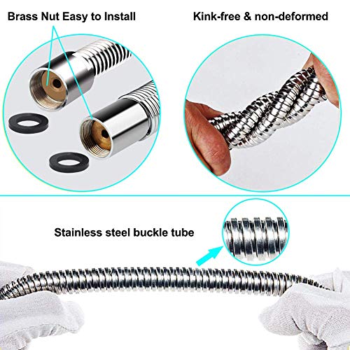 Pre Rinse Faucet Hose 30 Inch Length Stainless Commercial Pre Rinse Sprayer Hose for Commercial Kitchen Sink Faucet, 1.42 GPM Commercial Kitchen Dish Spray Hose Replacement Kit