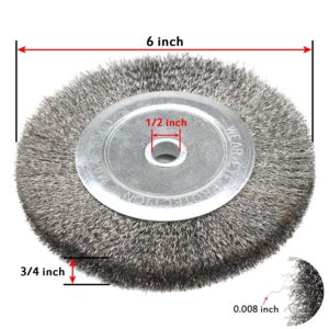 6 Inch Bench Grinder Grinding Wheel & Wire Wheel Brush with 1/2'' Arbor, 60 Grit Silicon Carbide Bench Grinding Wheel for Bench Grinder,for Drill Bits, Blades and Knifes Cleaning Polishing Sharpening