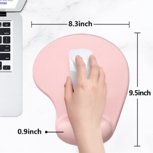 Hsurbtra Ergonomic Mouse Pad with Wrist Rest Support, Gel Mouse Pads with Non-Slip PU Base, Pain Relief Memory Foam Mousepad for Laptop PC, Cute Office Supplies Desk Decro Accessories Pink