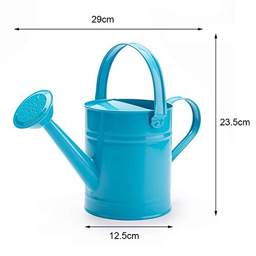 Firlar Traditional Metal Watering Can, 1.5L Small Steel Plant Watering Can with Long Spout, Garden Garden Water Pot with Sprinkler Head Easy Pour Pot for Bonsai Indoors and Outdoors, Blue