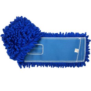 kleen handler 24 inch microfiber dust mop, medium washable commercial dust mop, sweeper, janitorial dust mop head replacement, push mop broom, blue