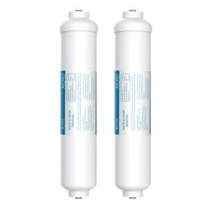 vegebe inline water filter for ice maker, refrigerator, under-sink reverse osmosis water system, post activated carbon water filter replacement cartridge with 1/4-inch quick-connect (pack of 2)